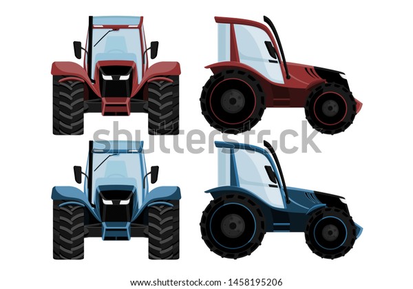 Set Brandless Generic Tractor Front Side Stock Vector (Royalty Free ...