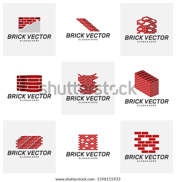 Set Brick Building Logo Design Vector Stock Vector (Royalty Free ...
