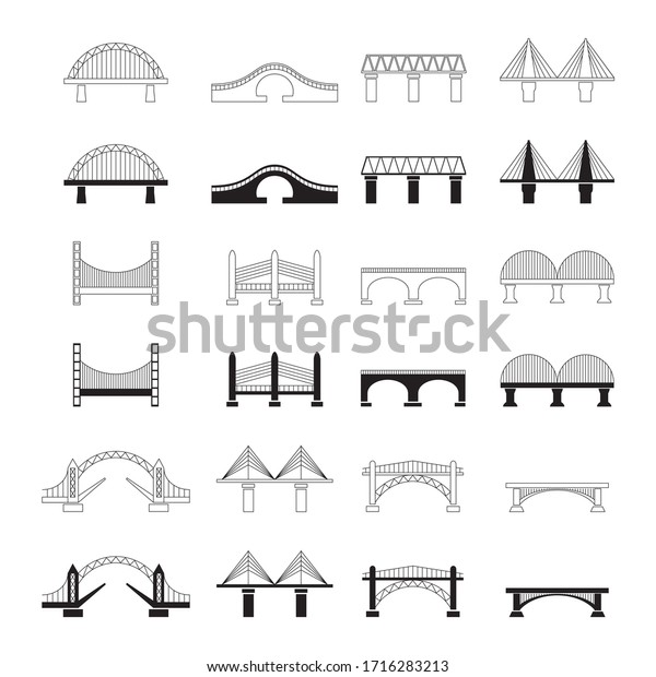 Set Bridges Icons Structure Built Over Stock Vector (Royalty Free ...