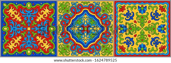 Set Bright Colored Mosaic Tiles Hand Stock Vector (Royalty Free ...