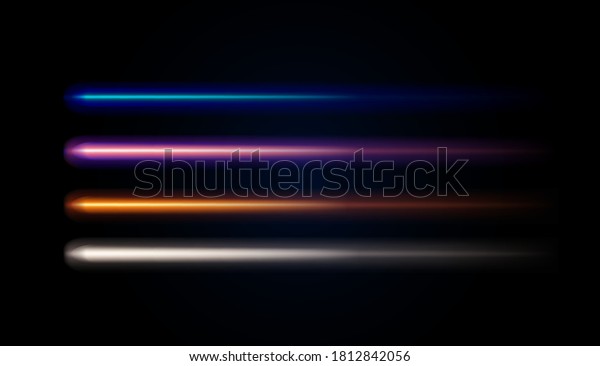 Set Bright Neon Horizontal Lines Futuristic Stock Vector (Royalty Free ...