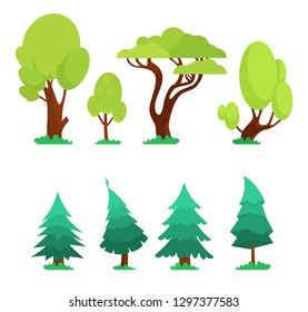 Set Nine Trees Three Bushes Isolated Stock Vector (Royalty Free) 608950478