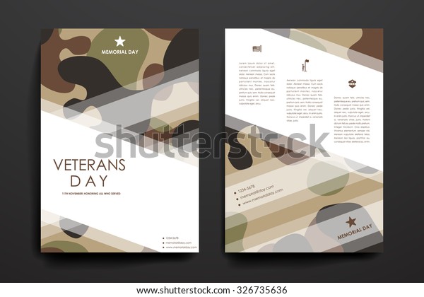 Set Brochure Poster Templates Veterans Day Stock Vector (Royalty Free ...
