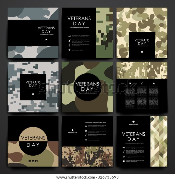Set Brochure Poster Templates Veterans Day Stock Vector (Royalty Free ...