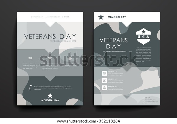 Set Brochure Poster Templates Veterans Day Stock Vector (Royalty Free ...