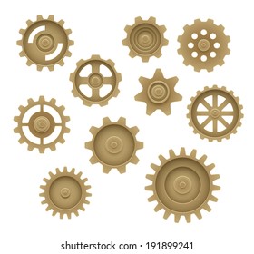 Set Brown Copper Gears Isolated On Stock Vector (Royalty Free ...