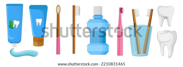 Set Brushing Teeth Cartoon Style Vector Stock Vector (Royalty Free ...
