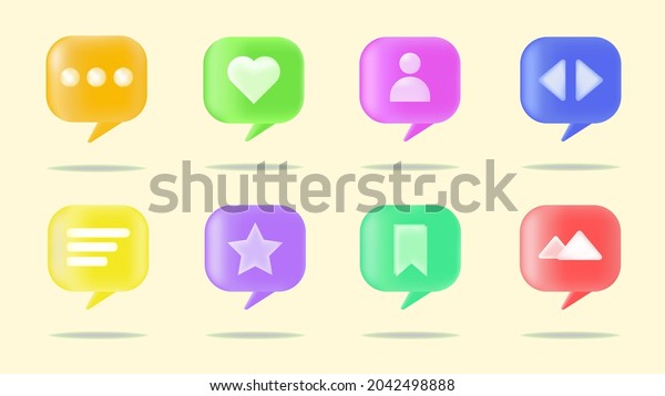 Set Bubble Ui Icon Symbol 3d Stock Vector (Royalty Free) 2042498888 ...