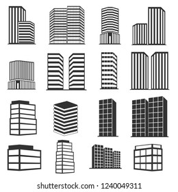 Set Building Design Icons Set Vector Stock Vector (Royalty Free ...