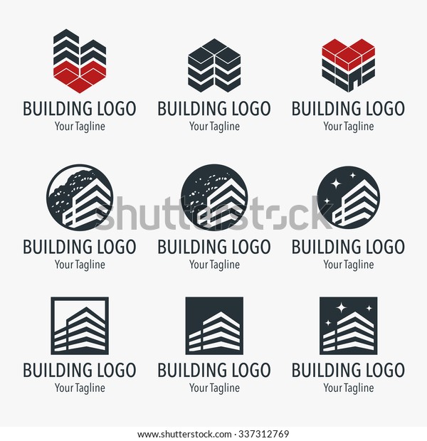 Set Building Logos Stylized Icons Building Stock Vector (Royalty Free ...