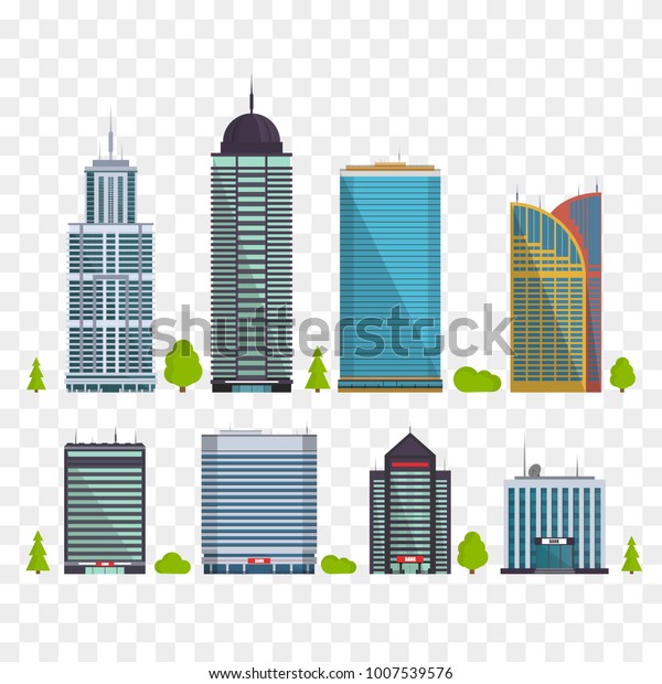 Set Buildings Flat Style City Houses Stock Vector (Royalty Free ...