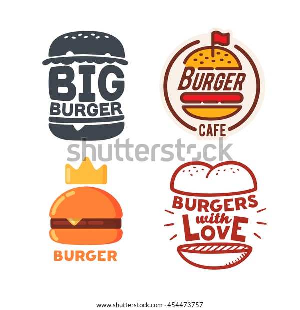 Set Burger Logo Burger Labels Emblem Stock Vector (Royalty Free) 454473757