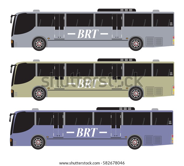 Set of Bus Rapid Transit or BRT Vector ioslated in with background
