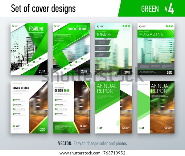 Set Business Cover Design Template Green Stock Vector (Royalty Free ...