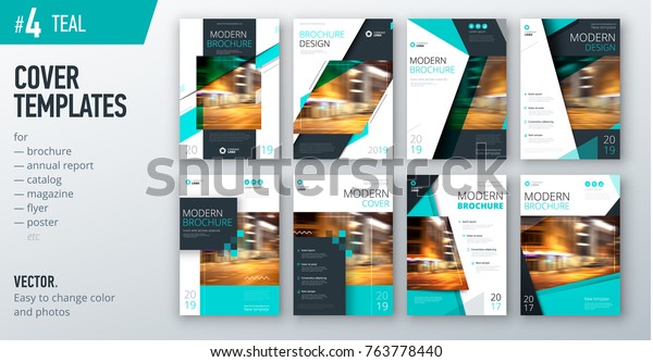 Set Business Cover Design Template Teal Stock Vector (Royalty Free ...