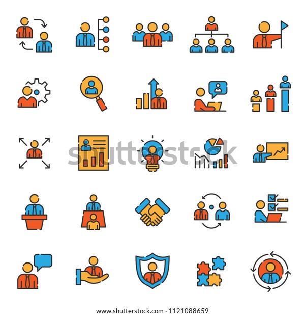 Set Business Development Management Icons Simple Stock Vector (Royalty ...