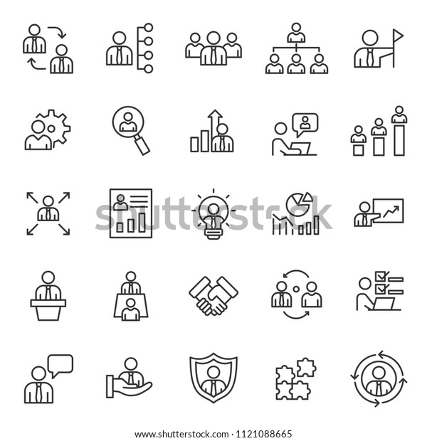 Set Business Development Management Icons Simple Stock Vector (Royalty ...