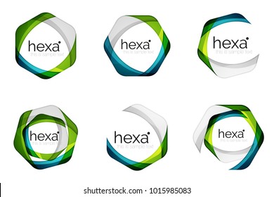 Set Business Hexagon Vector Logo Icon Stock Vector (Royalty Free ...