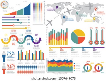 Set Business Infographics Elements Information Chart 스톡 벡터(로열티 프리 ...