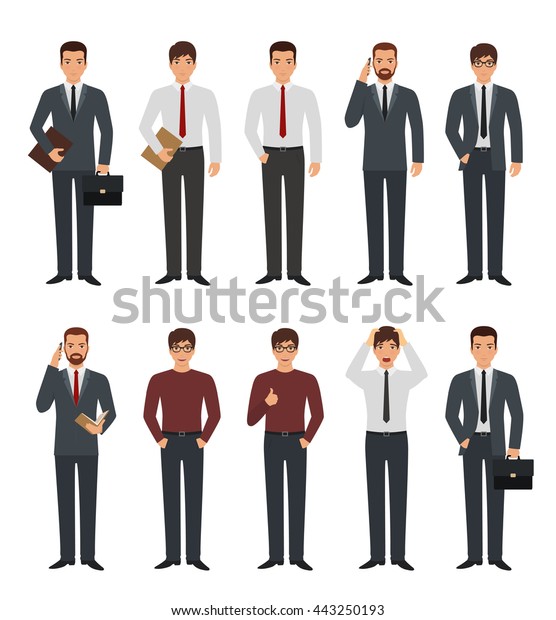 Set Business Man Character Various Poses Stock Vector (Royalty Free ...