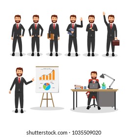 Character Vector Set Male Businessman Character Stock Vector (Royalty ...