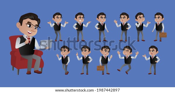 Set Business People Different Poses Stock Vector (Royalty Free ...