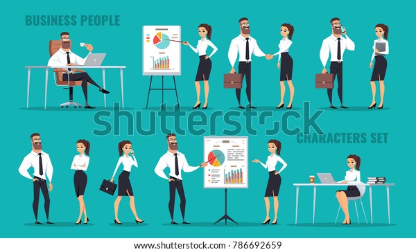 Set Business People Different Situations Stock Vector (Royalty Free ...