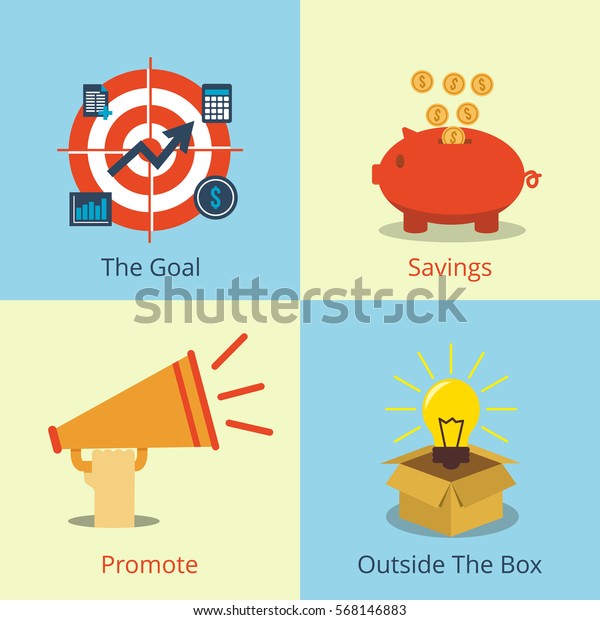 Set Business Vector Illustration Goals Saving Stock Vector (Royalty ...