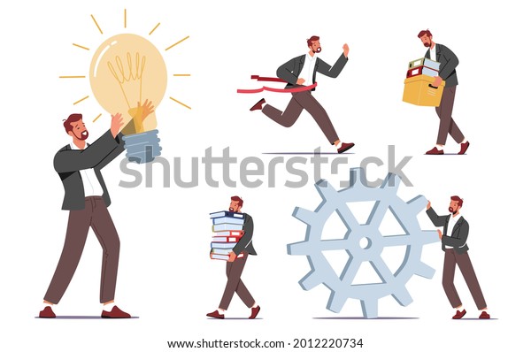Set Businessman Character Daily Routine Office Stock Vector (Royalty ...