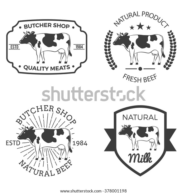 Set Butcher Shop Beef Milk Labels 库存矢量图（免版税）378001198 | Shutterstock