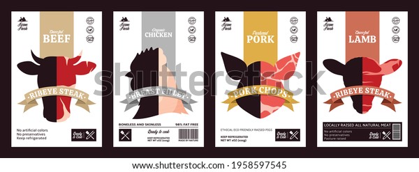 Set Butchery Label Design Stock Vector (Royalty Free) 1958597545 ...