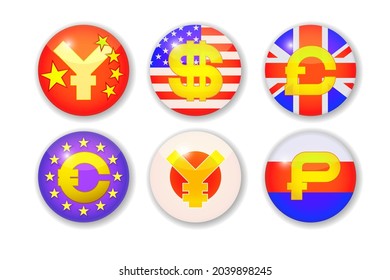 Set Buttons Currency Signs Stock Vector (Royalty Free) 2039898245 ...