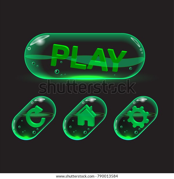 Set Buttons Form Green Transparent Capsules: vetor stock (livre de ...