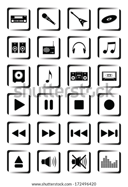 Set Buttons Symbols On White Background Stock Vector (Royalty Free ...