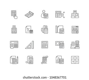 Set Calculation Outline Icons Isolated On Stock Vector (Royalty Free ...