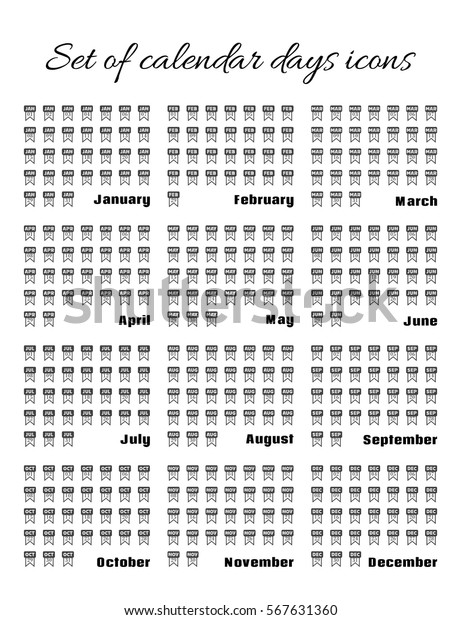Set Calendar Days Icons Every Day Stock Vector (Royalty Free) 567631360