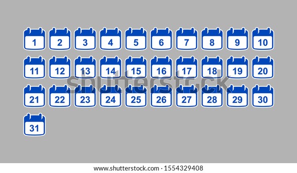 Set Calendar Icons Numbers 1 31 Stock Vector (Royalty Free) 1554329408 ...