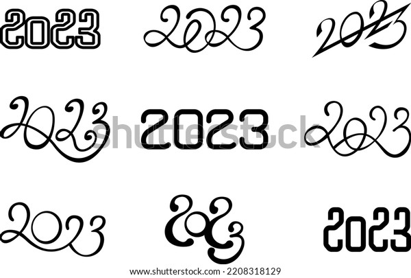 Set Calligraphic Inscriptions Numbers 2023 Vector Stock Vector (Royalty ...