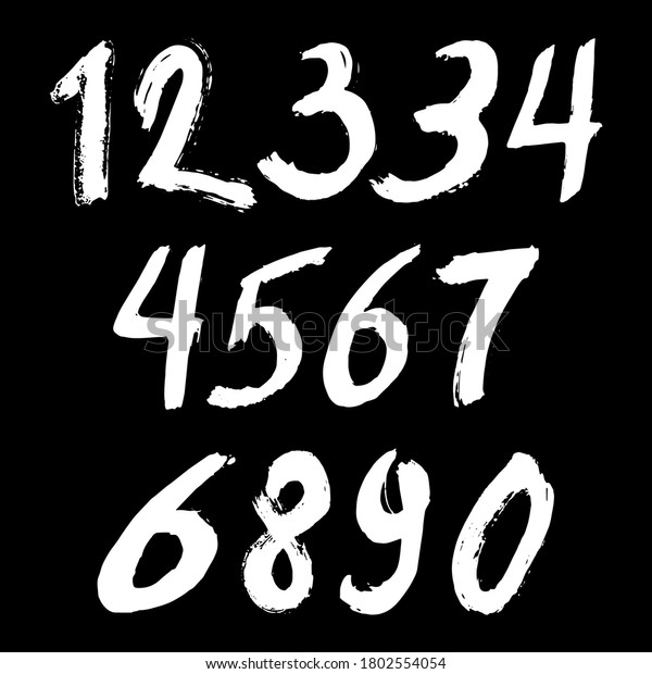 Set Calligraphic Numbers Painted By Black Stock Vector (Royalty Free ...