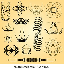 Set Calligraphic Symbols Design Vector Illustration: vector de stock ...