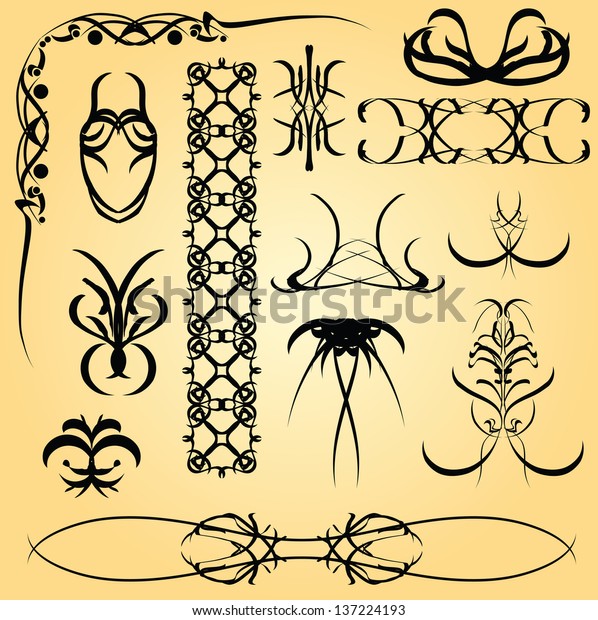 Set Calligraphic Symbols Design Vector Illustration Stock Vector ...