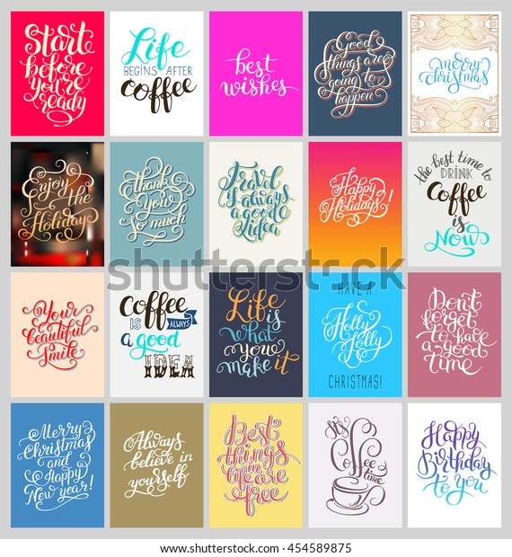 Set Calligraphy Posters Hand Lettering Motivational Stock Vector ...