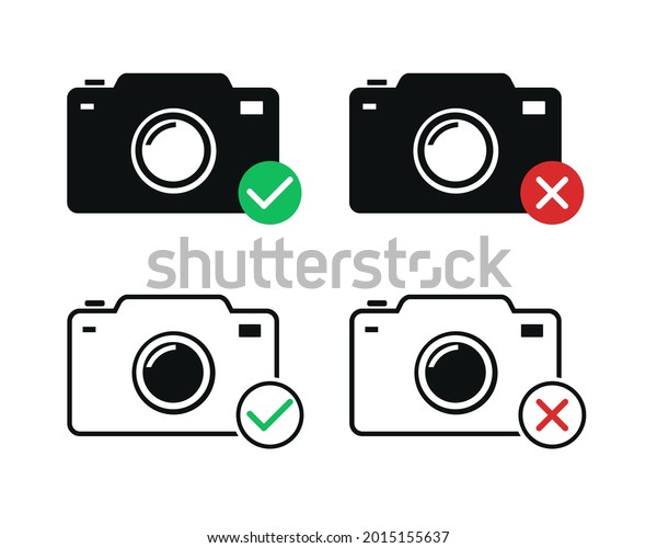 Set Camera Icon Checkmark Cross Mark Stock Vector (Royalty Free ...