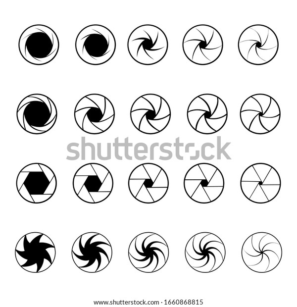 Set Camera Shutter Black White Vector Stock Vector (Royalty Free ...