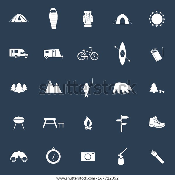 Set Camping Icons Outdoor Activity Symbols Stock Vector (Royalty Free ...