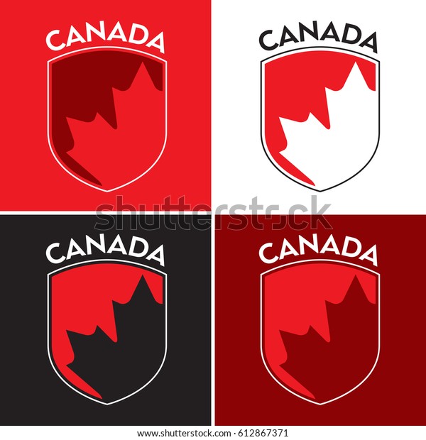 Set Canadian Shields Featuring Iconic Maple Stock Vector (Royalty Free ...