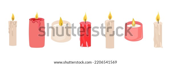 Set Candle Cartoon Style Vector Illiustration Stock Vector (Royalty ...
