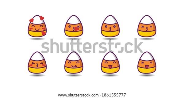 Set Candy Corn Emoticon Emoji Icon Stock Vector (Royalty Free ...