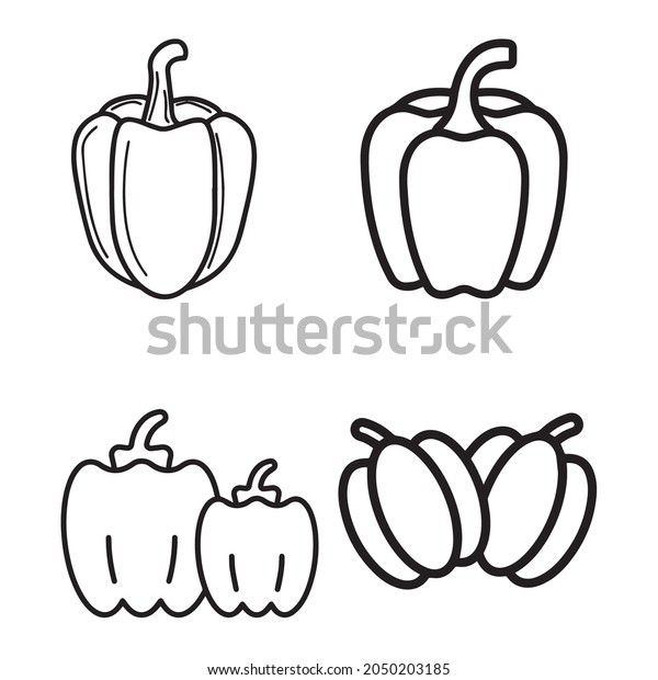 Set Capsicum Icon Line Isolated Logo Stock Vector (Royalty Free) 2050203185