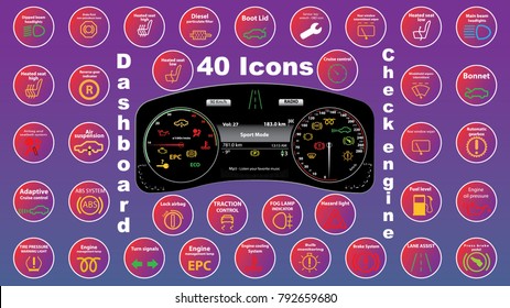 Set Car Dashboard Instrument Cluster Iconsdtc Stock Vector (Royalty ...
